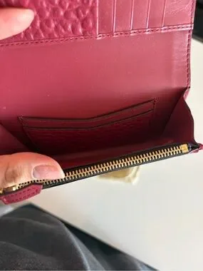 Burberry | Bags | Burberry Pebbled Leather Card Case In Deep Berry With ...